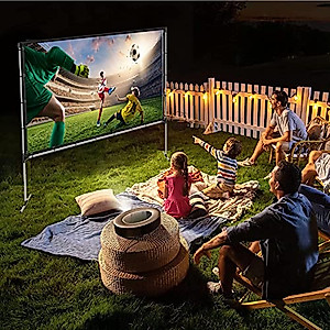 QILEBA Projector Screen with Stand, 120 Inch Outdoor Projection Screen, Portable Indoor HD 4K Thickened Wrinkle-Free Fast Folding Movie Screen with Carry Bag for Home Theater Camping Backyard Cinema