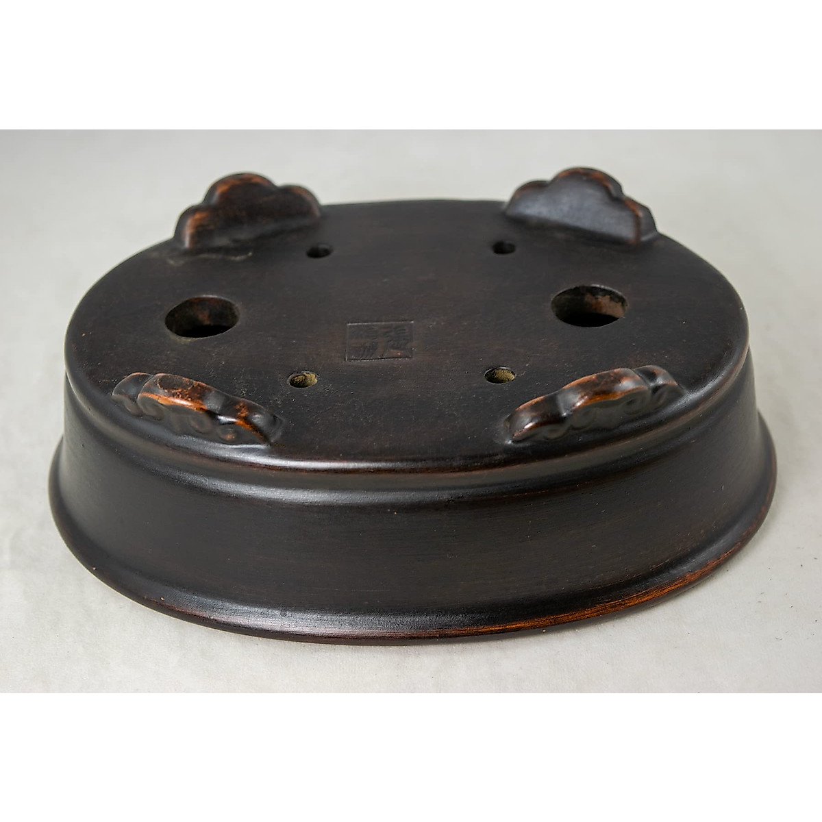 Vintage Oval Yixing Zisha Bonsai Pot, Cactus & Succulent Planter + Mesh - 8.25"x 6.25"x 2.5"