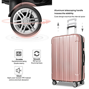 FOCHIER F Carry On Luggage Airline Approved with Spinner Wheels,PC+ABS, 20inch Hard Shell LIghtweight Small Travel Suitcase Carry-On Suitcase With Wheels & TSA Lock,Rose Gold
