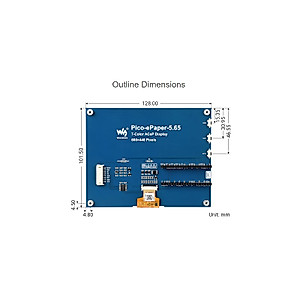 waveshare TOP1 5.65inch 7-Color e-Paper E-Ink Display Module for Raspberry Pi Pico, 600 × 448 Resolution Screen Advanced Color ePaper (ACeP) Technology, Low Power Wide Viewing Angle