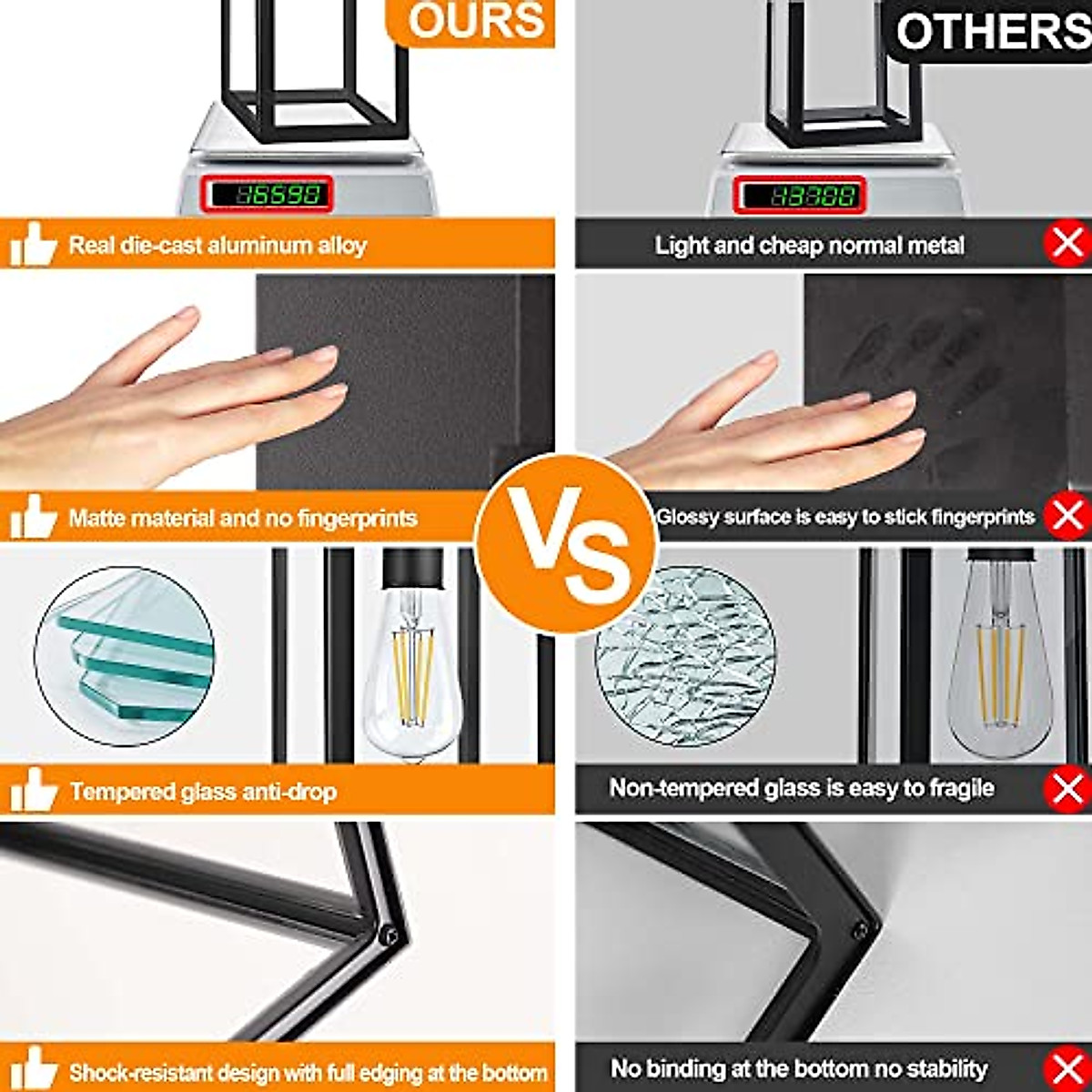 PARTPHONER Outdoor Light Fixtures Wall Mount, Porch Light with 2 LED Bulbs, Exterior Light Fixture Waterproof Anti-Rust Wall Sconce with Clear Glass and Black Aluminum for Garage, Doorway-2 Pack