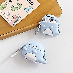 Bawposy Airpod 2/1 Case，Silicone 3D Cute Funny Cartoon Animal Kawaii Airpod Cover Skin Accessories Key Chain for Kids Girls Teens Women Boys (Cute Little Dinosaur)