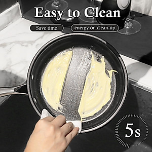 Aufranc 7pcs Nonstick Pots and Pans Set, Stainless Steel Non Stick Cookware Set, Kitchen Induction Cooking Pot and Pan Set Compatible with All Cooktops, Oven & Dishwasher Safe, Non-Toxic (Black)