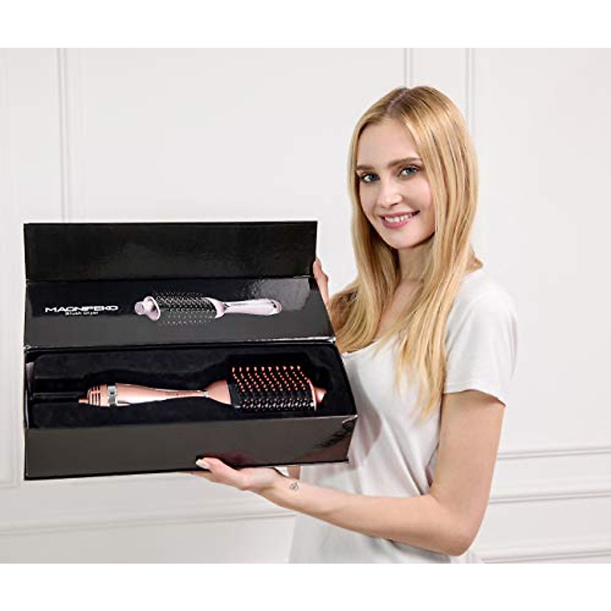 Magnifeko Round Hair Dryer Brush - Hot Air Blow Dryer Brush for Women for Hair Drying, Styling and Volumizing-(Rose Gold)