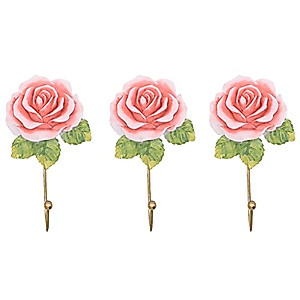 Alipis Home Decor Metal Wreath Hanger 3pcs Rose Flower Rose Resin Wall Hooks Rose Flower Coat Hooks 3D Flower Wall Hook Wall Hooks Decorative Jacket Hanger Stand Vintage Decor