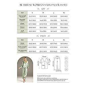 AW BRIDAL 2Pcs Comfy Womens Loungewear Set Pj Set V-Ncek Silk Pajamas For Women, Long Satin Pajamas Women, White, L| Bridal Party Pajamas Bride Gifts Bridesmaid Gifts For Wedding Day