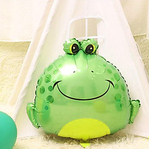 HORUIUS Frog Balloons Green Large Inflatable Air Cute Frog Foil Mylar Balloons for Baby Shower Insect Animal Themed Party Birthday Decoration Supplies 25.6 inch 5PCS