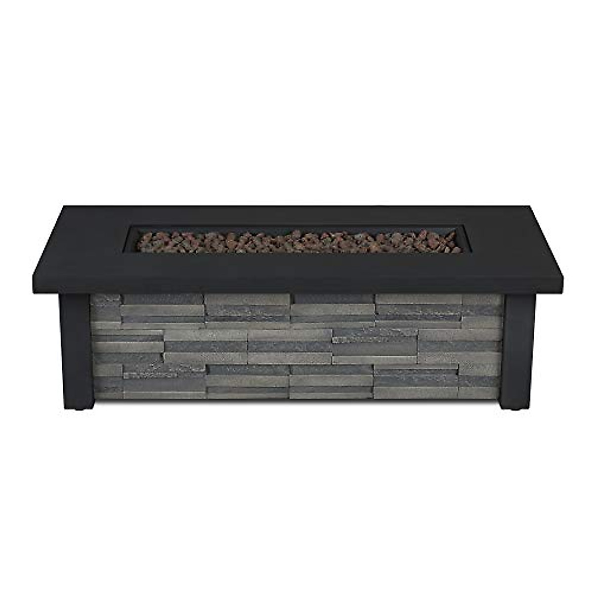 Real Flame Berthoud Propane Fire Table in Stacked Stone with NG Conversion