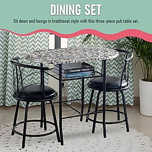 Kings Brand Furniture Somis Pub Dining Set, Black