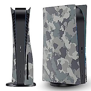 Camouflage Face Plates Cover Shell Panels for PS5 Disc Edition Console, Playstation 5 Accessories Faceplate Protective Shell Replacement Plate (Gray Camouflage)