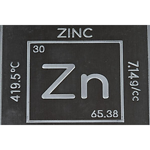 1 Pound .999 Pure Zinc Bar Bullion with Element Design - Unique Metals