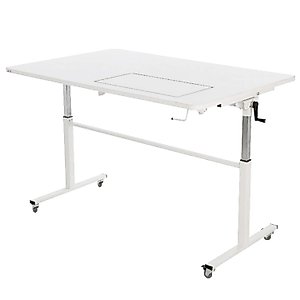 Kangaroo Sewing Furniture Tasmanian II Height Adjustable Cutting Table Sewing Workstation - White