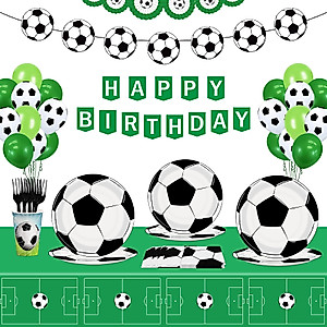 BQK 96 Pcs Soccer Plates and Napkins Party Supplies Soccer Paper Plates Soccer Birthday Party Decorations Soccer Party Favors Soccer Themed Birthday Party Supplies