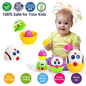 Easter Egg Toys for Toddler, 8 Pcs Nesting & Stacking Chicks Matching Toys for 18 months, 2, 3+ Yr Old, Plastic Eggs Fillable, Easter Basket Stuffers, Gift for Girl Boy Easter Party Favor, Easter Hunt