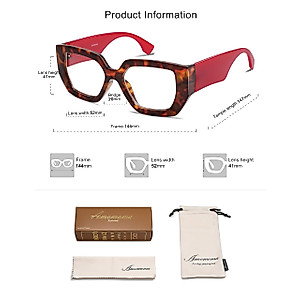 AMOMOMA 3-Pack Oversized Square Reading Glasses for Women,Fashion Trendy Style Blue Light Blocking Eyewear Readers Large Frame with Spring Hinge AM6109 C1+C3+C4 1.0 x