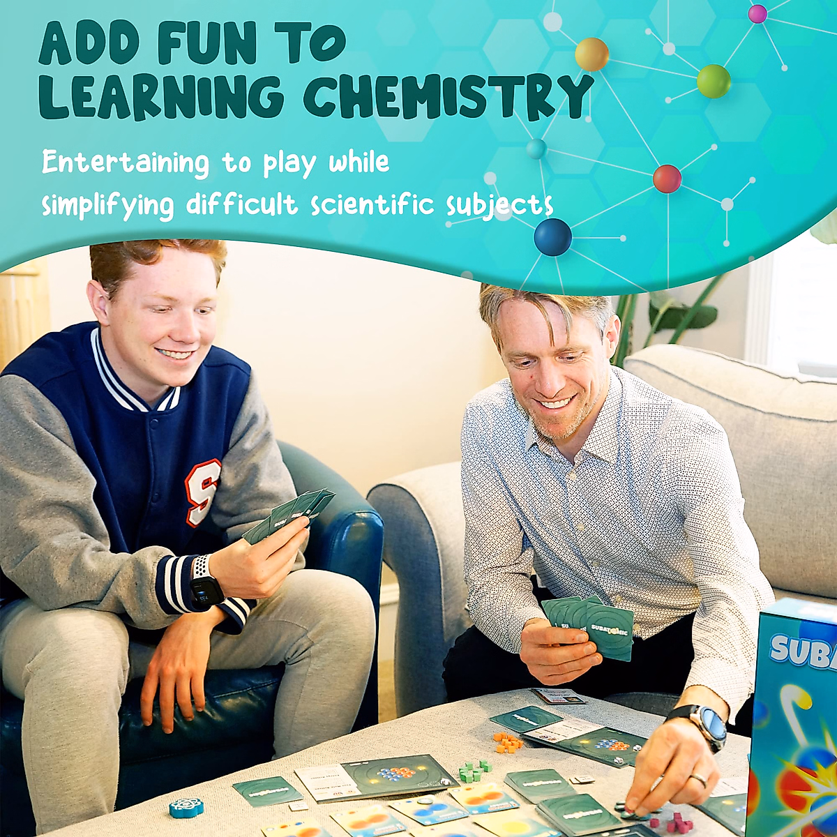 Subatomic: an Atom Building Game (2nd Edition) | A Chemistry Game About Elements, Protons, Neutrons, and Electrons | Educational Science Board Games for Teens, Adults, Classrooms, Schools, and Family