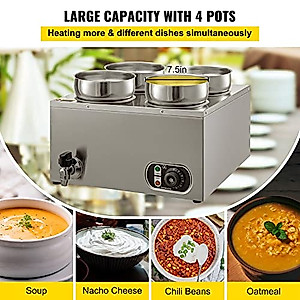 Commercial Food Warmer 16.8 Qt Capacity - Stainless Steel Countertop Soup Pot with Adjustable Temperature and Tap