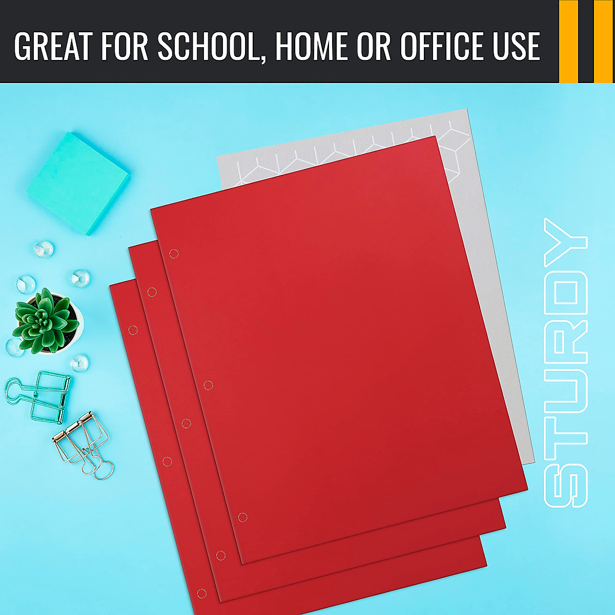 Two Pocket Portfolio Folders, 50-Pack, RED, Letter Size Paper Folders, by Better Office Products, 50 Pieces, Red