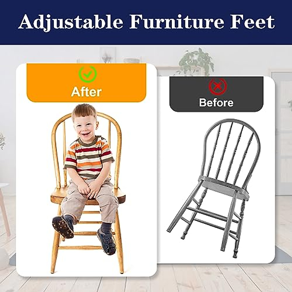 COIDEA 1/4" Thread Furniture Feet Levelers, 12 PCS Adjustable Furniture Feet Threaded Screw in, Leveling Feet Screw On Furniture Glide Leveling for Table, Cabinets, Chairs, Stool Legs(1/4"-20)