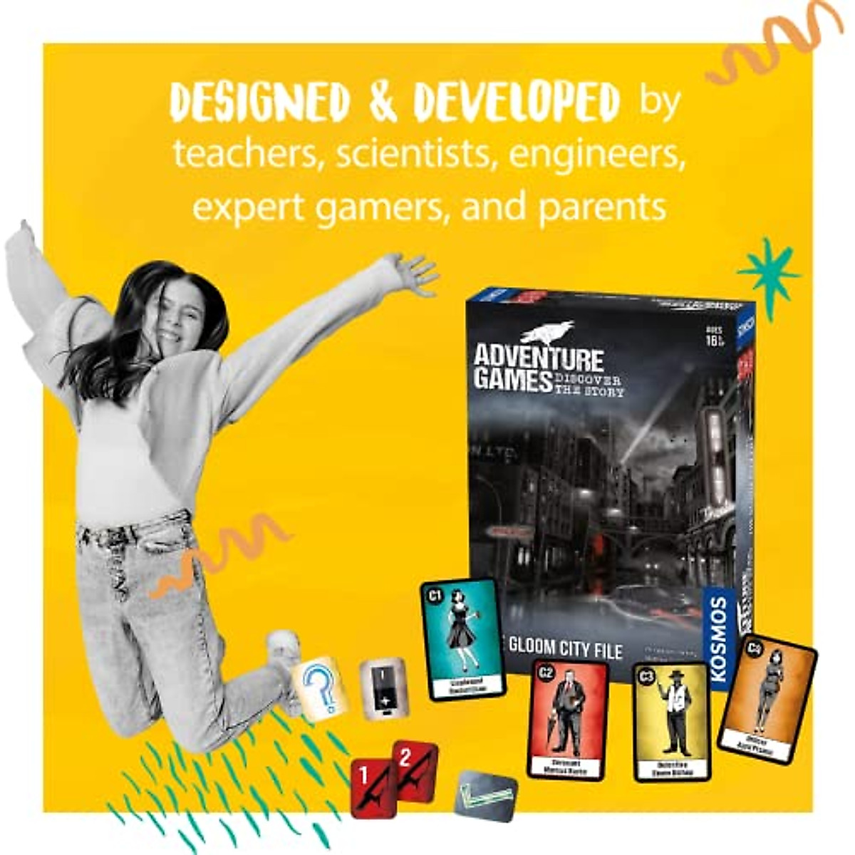 Adventure Games: The Gloom City File – A Kosmos Game from Thames & Kosmos | Collaborative, Replayable Storytelling Gaming Experience for 1 to 4 Players Ages 16+