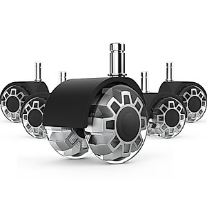 Office Chair Wheels Replacement-Heavy Duty Rubber Wheels for Office Chair(2200Lbs)-2''Universal Size Office Chair Casters,Smooth & Safe Rolling for All Floors Including Hardwood and Carpet(Set of 5)