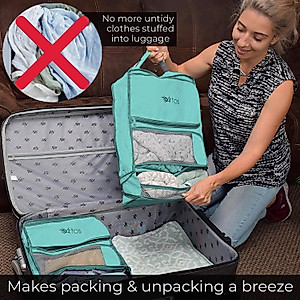 Artos Hanging Portable Luggage Suitcase Carry On Closet Shelving Organizer w/Hooks| for Travel, Camper, RV |Packing Cube(Turquoise)