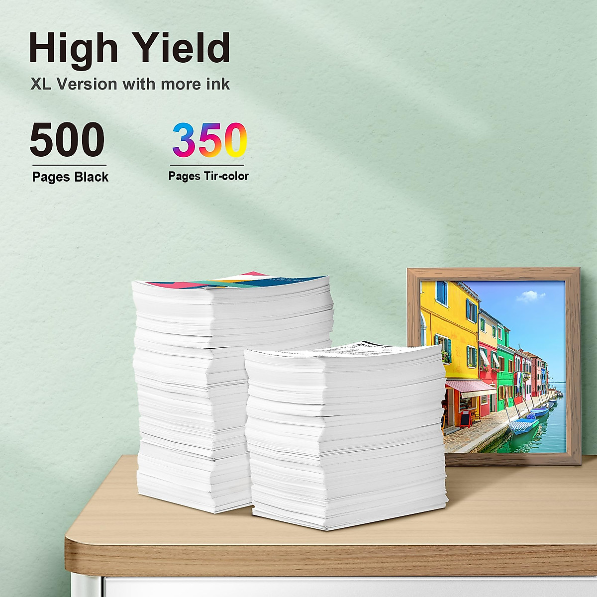 245XL and 246XL Ink Cartridge High Yield Multi Pack for Canon Ink Cartridges 245 and 246 245XL 246XL Compatible with Canon Pixma MX490 MX492 MG2522 TS3100 TS3122 TS3300 TS3322 (1 Black,1 Tri-Color)