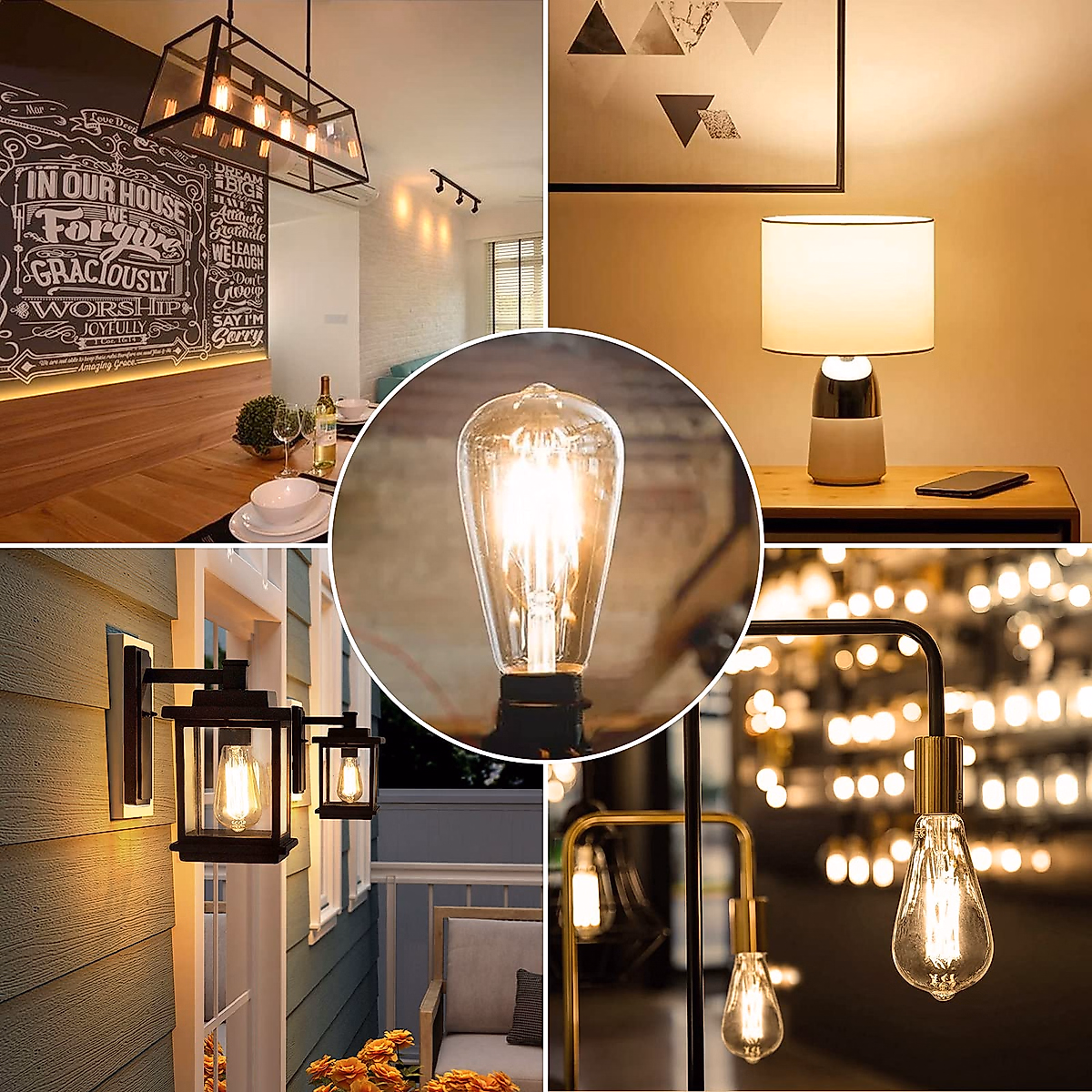 Vintage LED Edison Bulbs 60 Watt Equivalent Dimmable 7W ST58 LED Filament Light Bulbs Warm White 3000K Antique Style Lighting High Brightness 800LM E26 Medium Base Clear Glass for Home Office, 12 Pack
