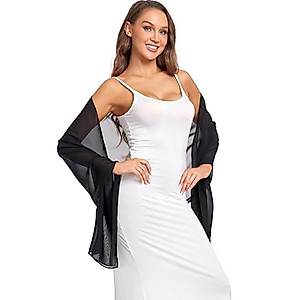 olyrjie Soft Chiffon Scarfs Shawls and Wraps for Evening Dresses Wedding Shawl Wraps Bridal Scarve for Women Black,one size