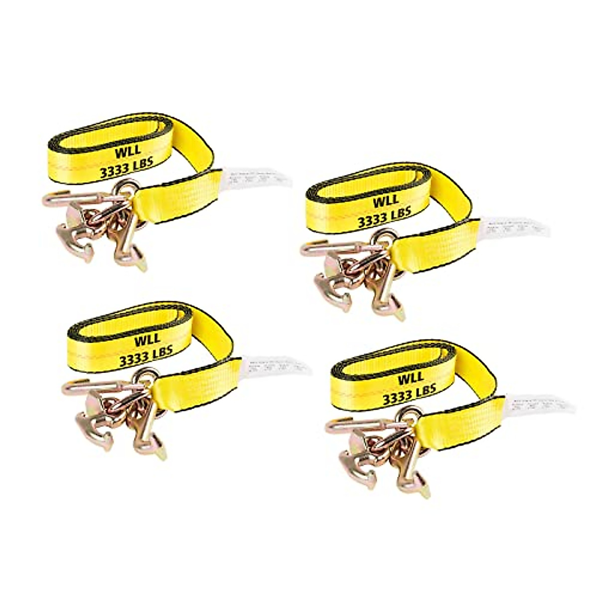 Mytee Products (4 Pack) 2" x 8' Recovery Winch Strap w/RTJ Cluster Hook Towing Truck Wrecker Tie Down