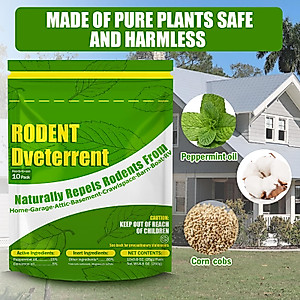 Rodent Repellen, Mice Repellent Indoor/Outdoor 10 Pack, Moth Balls, Peppermint Pest and Control Mice Rats Repeller and Strongly Repel Roaches, Squirrels, Ants, Other Rodents