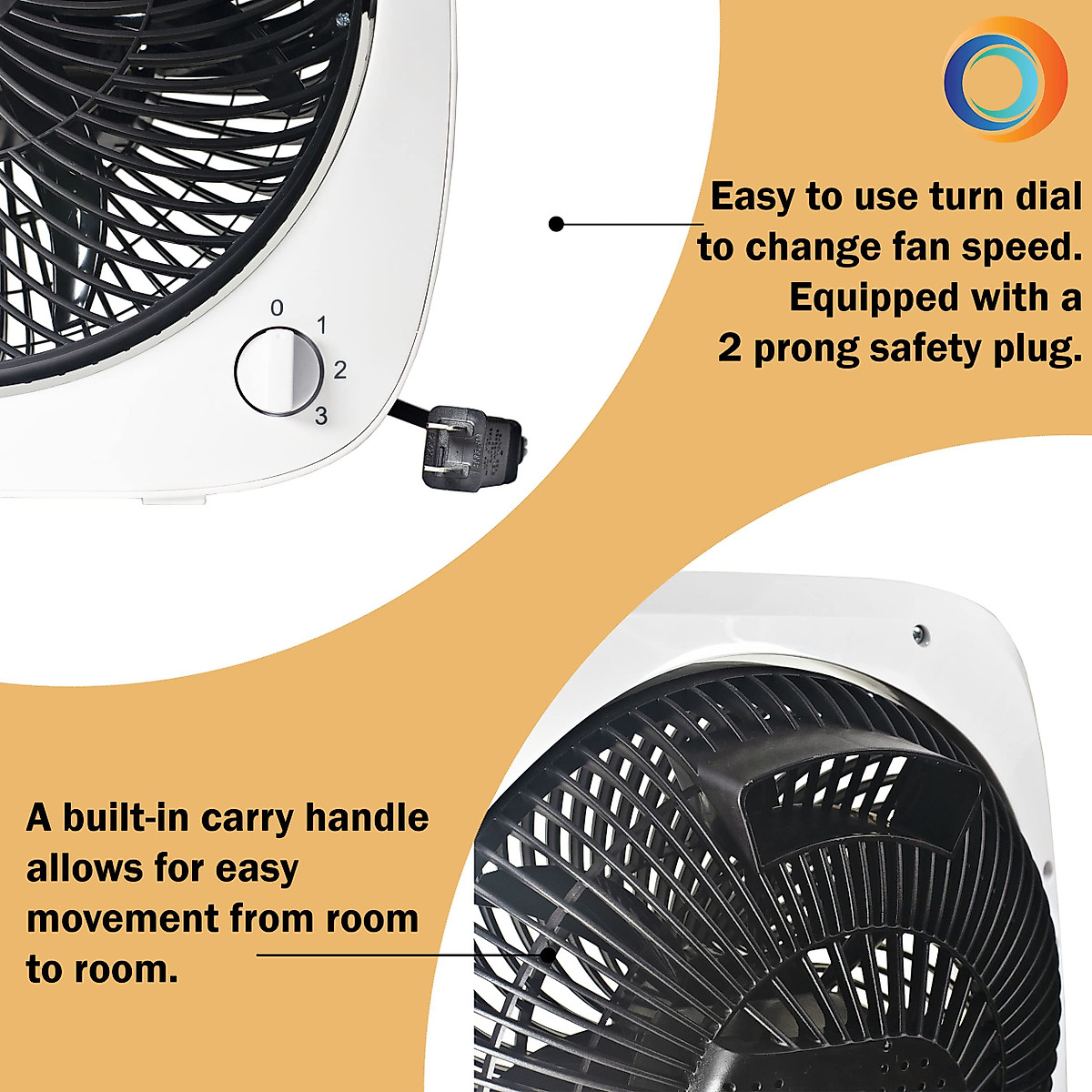 Comfort Zone 10" 3-Speed Turbo Table/Desk Fan with 180-Degree Adjustable Head, Adjustable Tilt, Ideal for Home, Bedroom & Office, CZ110WT