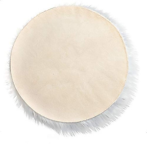 IVON 15.5 inches White Round Faux Fur Rug, Fluffy Rug Cushion for Chair, Background for Nail Desk Photos