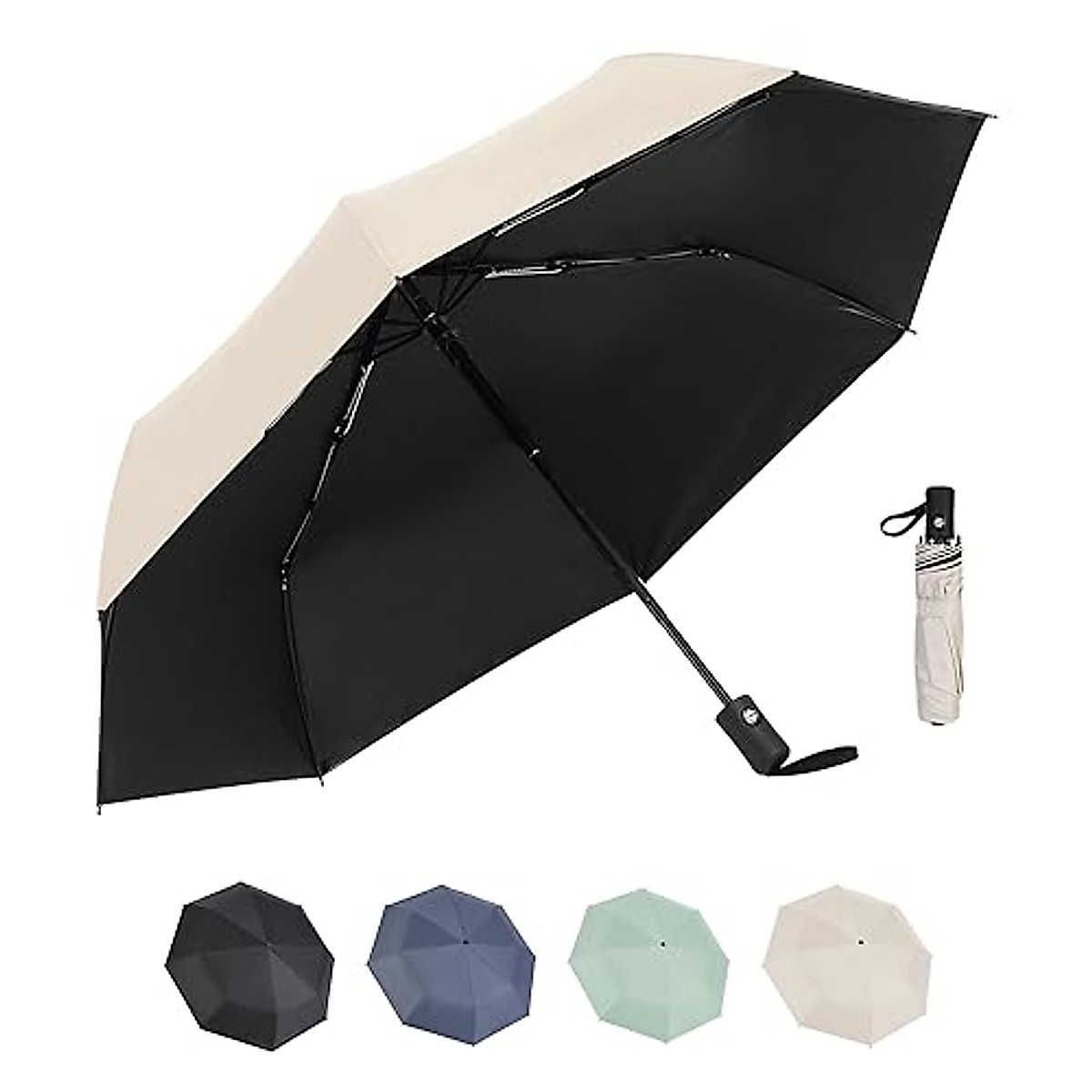 Generic 42 Inch Portable Travel Umbrella - Windproof Umbrella for Rain, Strong and Compact - Ideal for Golf, Backpacking, and On-the-Go Use, Beige
