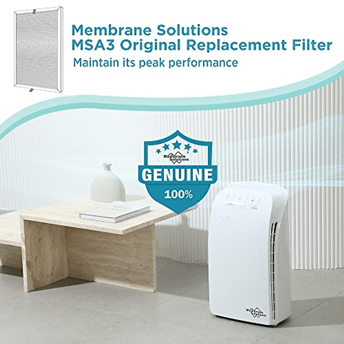 Genuine Membrane Solutions MSA3/MSA3S Original Oil Fume Removal Air Purifier Filter Replacement, Upgraded 4-in-1 H13 True HEPA Filter with OdallerPure Technology, 1 Pack