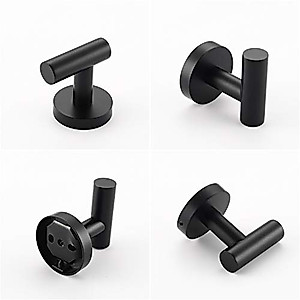 GORDEE [2 Pack] Bathroom Robe Towel Hooks, SUS304 Stainless Steel Wall Mounted Heavy Duty Hook Holder, Towel Coat Robe Sponge Holder for Bathroom & Kitchen, Matte Black