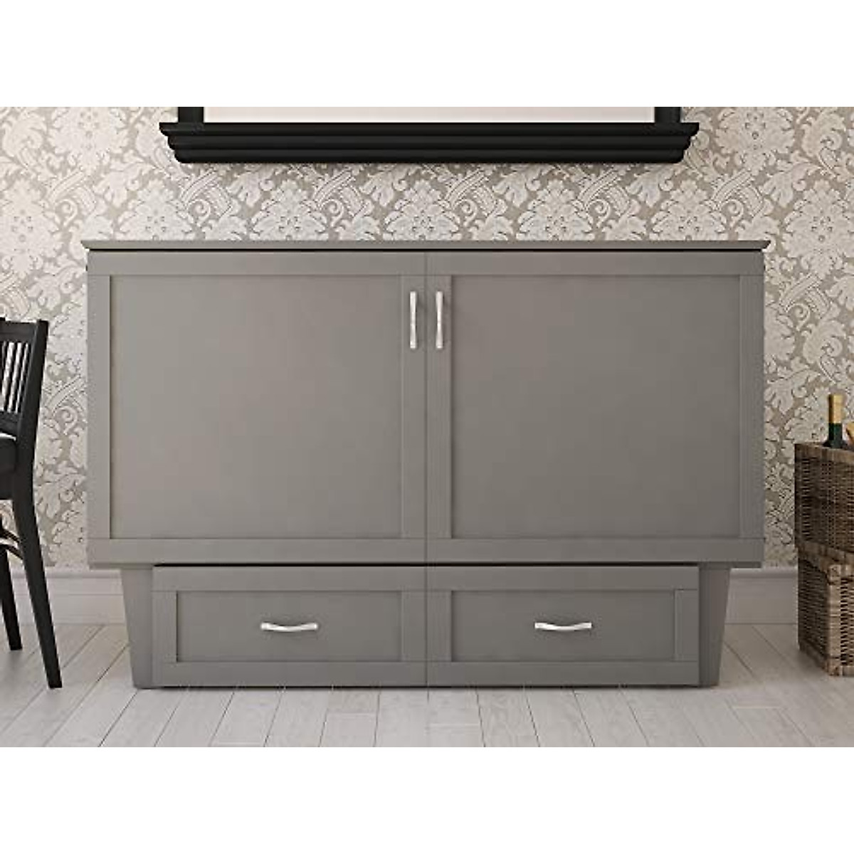 AFI Monroe Murphy Bed Chest with Charging Station, Queen, Grey