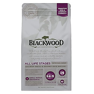 Blackwood Special Diet All Life Stages Dry Dog Food, 30Lb., Salmon Meal & Brown Rice Recipe, Sensitive Skin and Stomach, Grain Free Dog Food