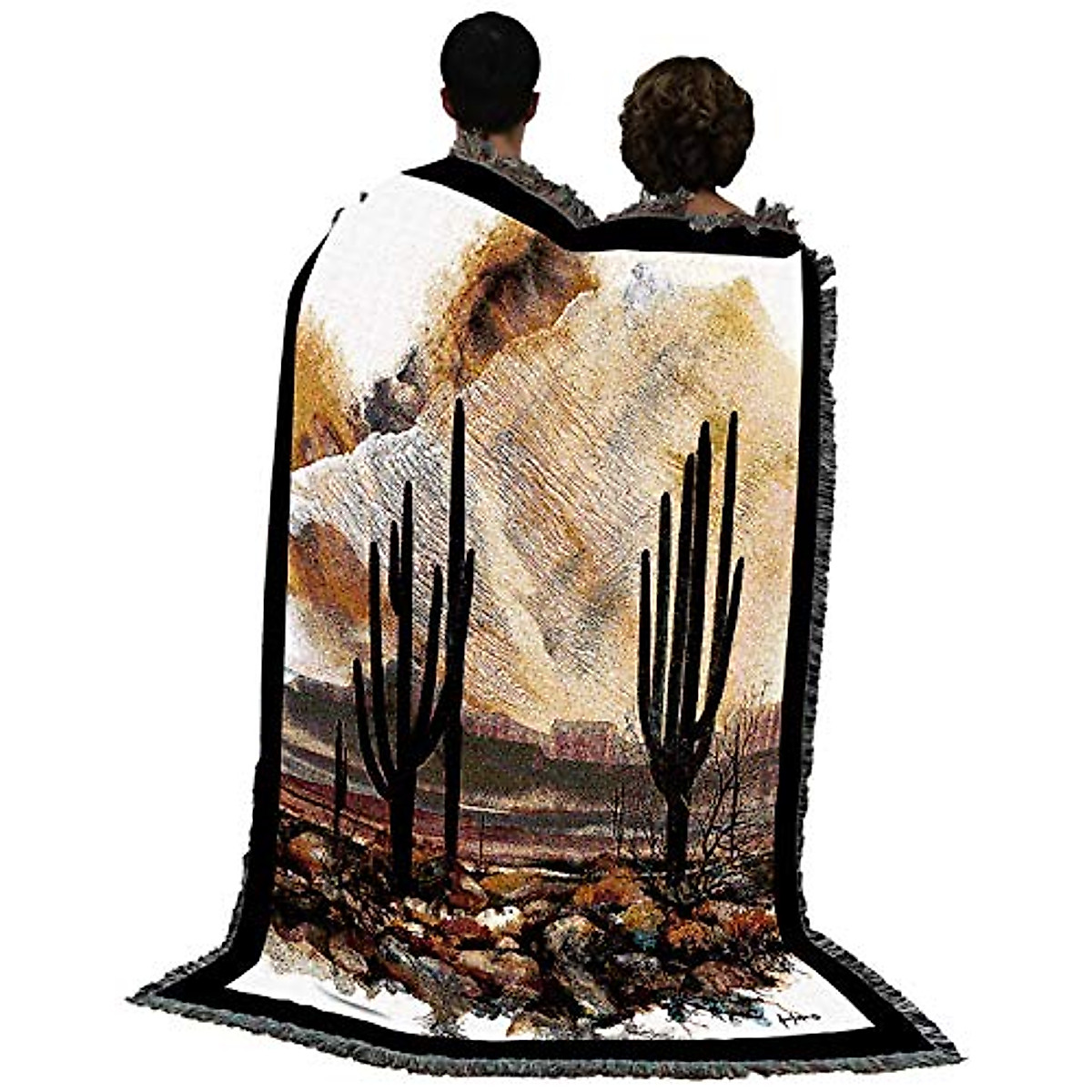 Sonoran Sentinels Blanket by Adin Shade - Southwest Scenic - Gift for Horse Lovers - Western Tapestry Throw Woven from Cotton - Made in The USA (72x54)