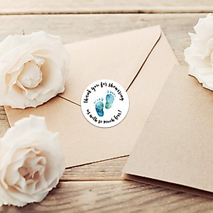 Baby Shower Stickers, Thank You for Showering Us with So Much Love - Pink Foot Stickers, Total 500 Labels Per Roll.