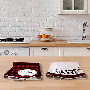 Bencailor 6 Pcs Valentine‘s Day Kitchen Towels Red Buffalo Plaid Heart Valentines Dish Towels Valentine Towels Hand Dish Tea Towels for Home Bathroom Gifts Anniversary Decorations(Red,Classic)