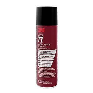 3M Super 77 Multipurpose Spray Adhesive, 13.8 oz., Provides Secure Bond In 15 Seconds, Dries Clear, Ideal For Plastic, Glass, Paper, Fabric, Wood, Foam, Cardboard, Fiberglass & More (77-DSC)