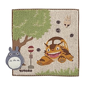 Marushin My Neighbor Totoro Totoro at Catbus Station Mini Towel - Official Studio Ghibli Merchandise, 23×２３㎝