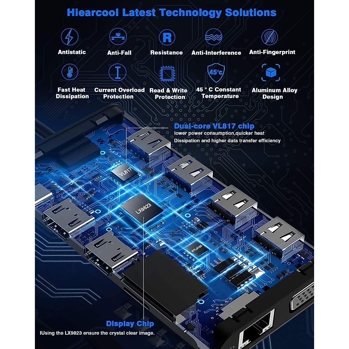 Hiearcool 8IN1 USB C Hub and 11IN1 Docking Station, Type C Hub Ethernet USB C Docking Station