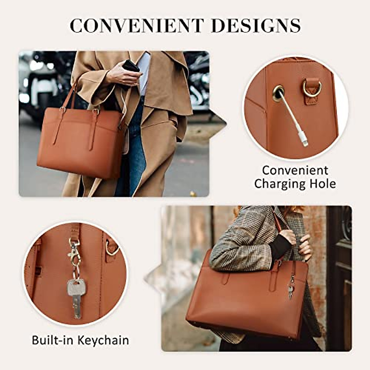 ECOSUSI Laptop Bag for Women 15.6 Inch Work Briefcase Tote Professional with Shoulder Strap for Business Travel Office