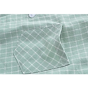 Boys Flannel Shirts Toddler Boy Button Up Shirt Boys Long Sleeve Shirts Kids Buffalo Plaid Shirts Green Boys Shirt 5T