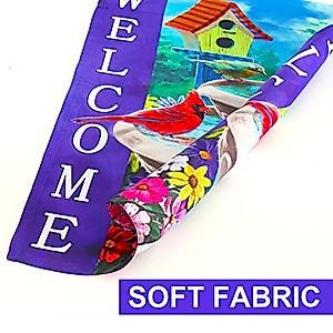 Welcome small garden flags birds Outside Vertical Double Sided Garden flags for all seasons Cardinal Birdhouse, winter Bird Yard Flags