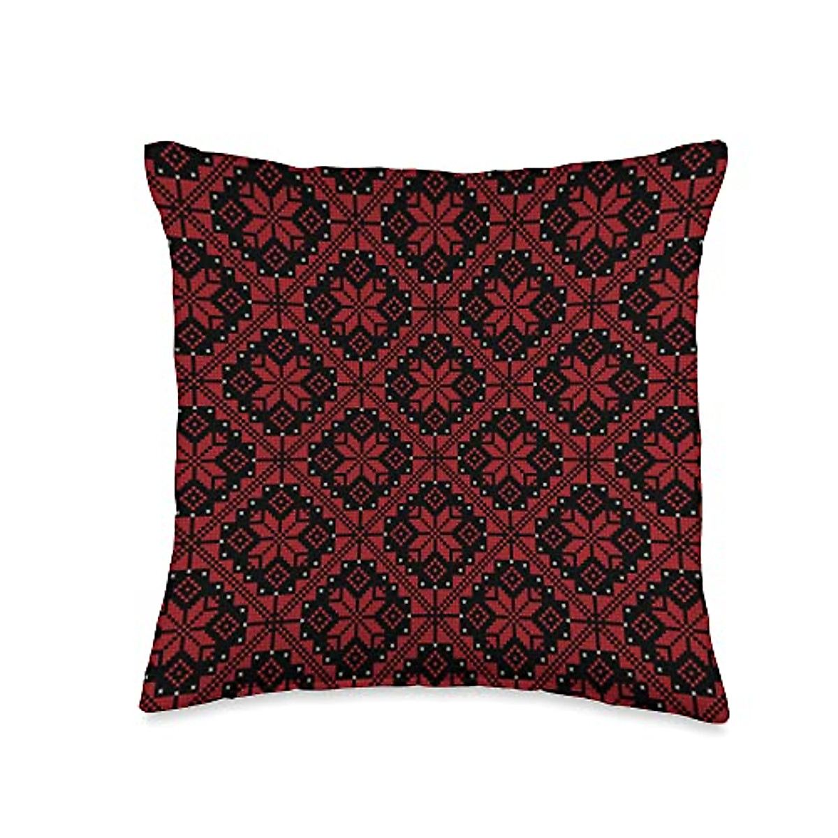 Palestinian Tatreez Palestinian Traditional Tatreez Throw Pillow, 16x16, Multicolor