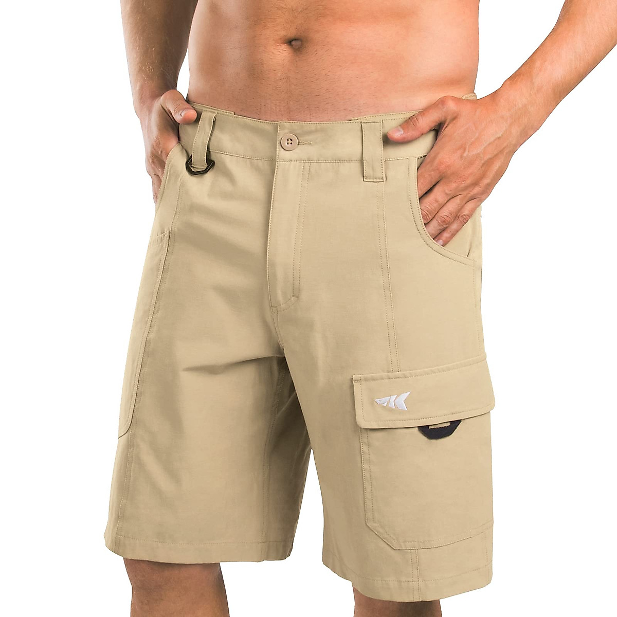 KastKing Rekon Men's Fishing Cargo Shorts, Quick Dry Casual Hiking Shorts for Men, Travel Golf Camping Tactical,Khaki,40