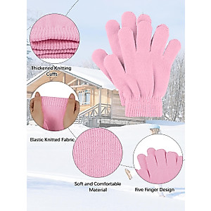Glooarm 12 Pairs Kids Gloves Winter Toddler Gloves Full Fingers Knit Gloves Children Stretchy Warm Gloves Bulk for Boys Girls